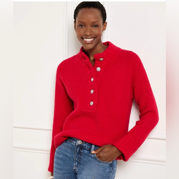 Talbots | Sweaters | Talbots Jewel Button Henley Wool Blend Pullover In ...